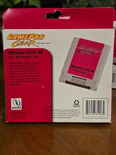 Game Pro Gear Memory Card 4x For Nintendo 64, New In Box, Pair Of 2 | eBay