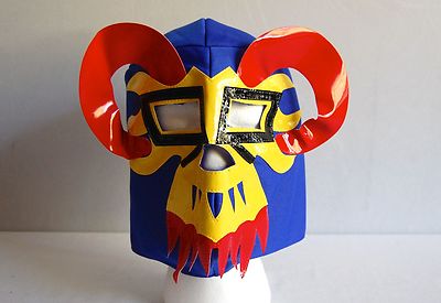 BLUE Luchador ADULT NEW Lucha Libre Pro Wrestling MASK Mexico wwe HORNS ...