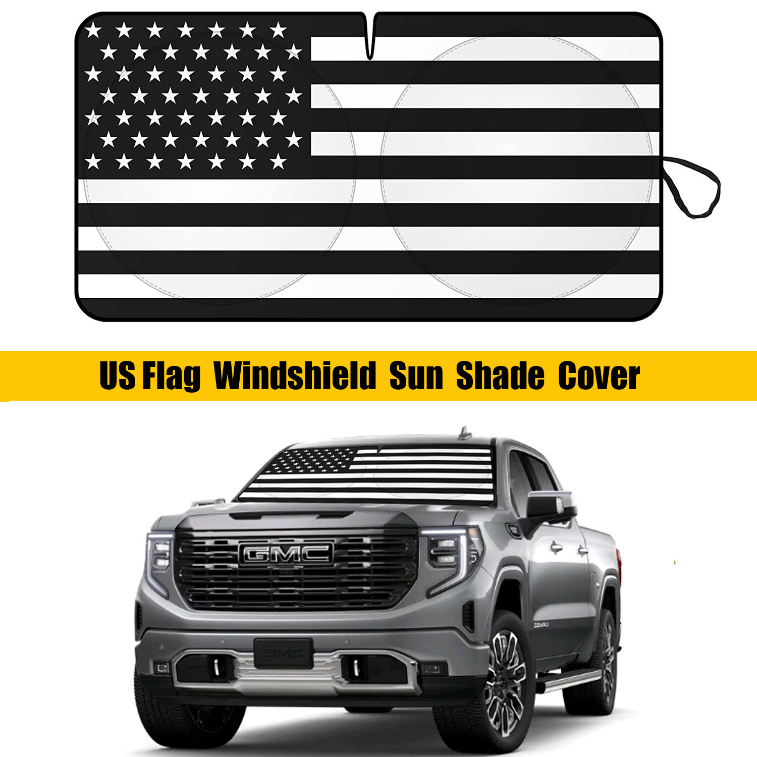 For GMC Sierra 1500 2500HD US Flag Car Windshield Sun Shade Shield ...