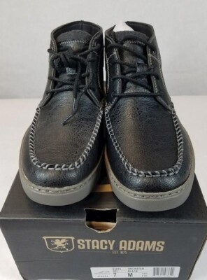 STACY ADAMS Men's 7M Black Trickster Moc Toe Chukka Boot Leather New | eBay