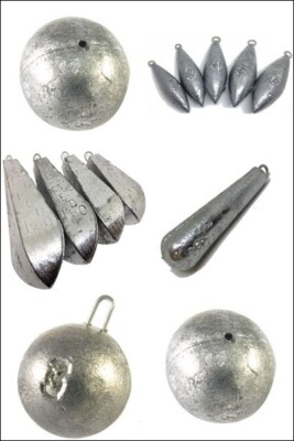 Sea Fishing Weights Lead, Plain Bomb Sinkers In Various Shapes . All ...