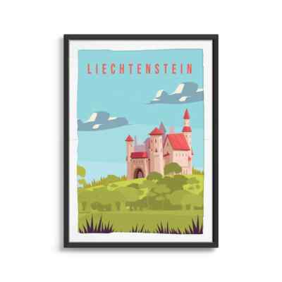 Liechtenstein Travel Illustration poster Choose your Size | eBay Australia