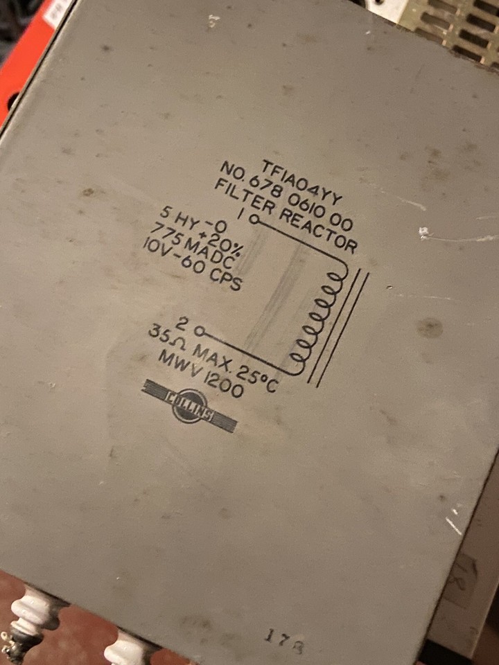 vintage Collins Radio Filter Reactor 678-0610-00 1200V rated TF1A04YY ...