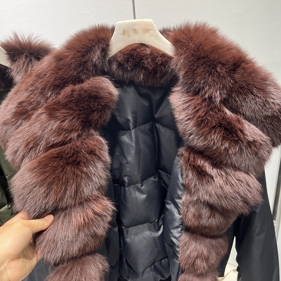 2025 fox fur collar jacket women's flight suit short down liner faction ...