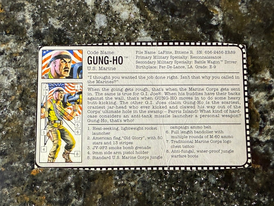 VINTAGE 1992 Hasbro GI Joe Gung Ho v3 Action Figure & File Card NEW O ...