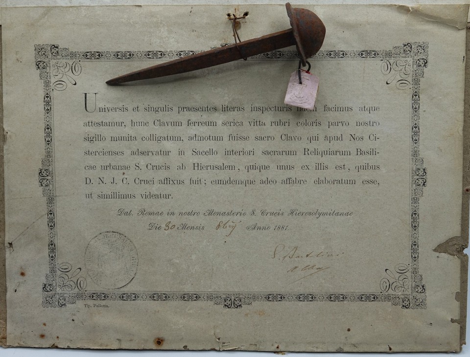 Christian Relic Holy Nail Passion Jesus Christ with Documents ...