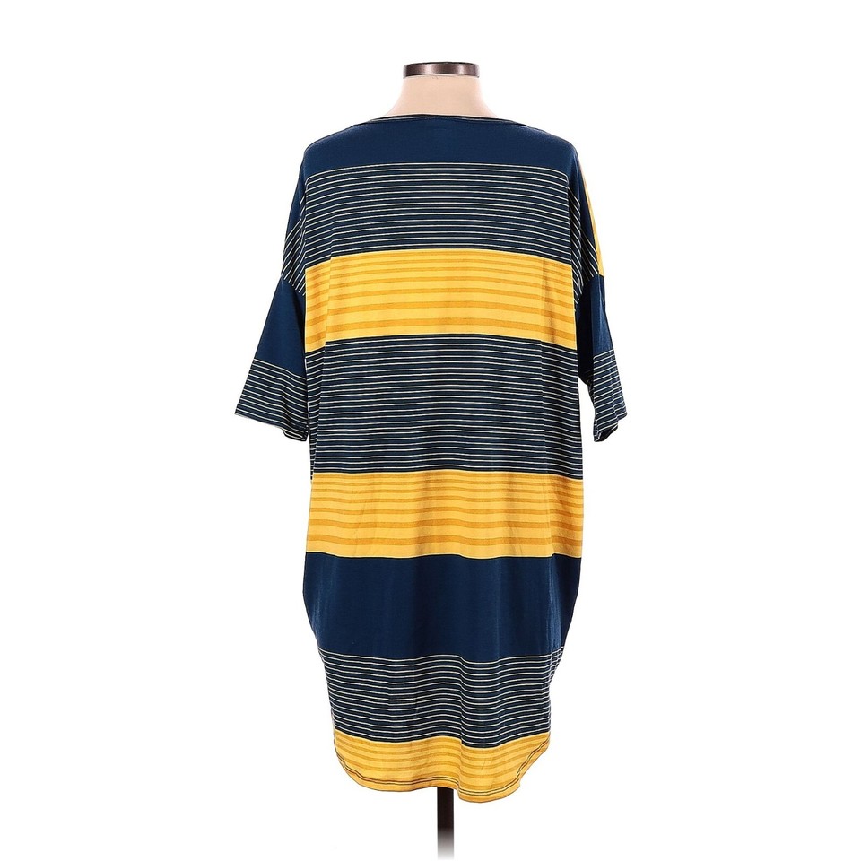 LuLaRoe Irma Yellow & Blue High/Low Blouse Top Small Oversize | eBay