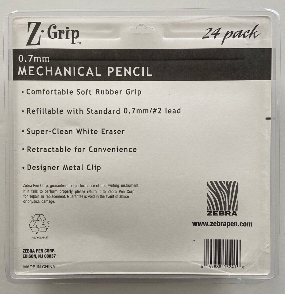 Zebra Z-Grip Mechanical Lead Pencils .7mm Automatic Drafting Eraser 24 ...