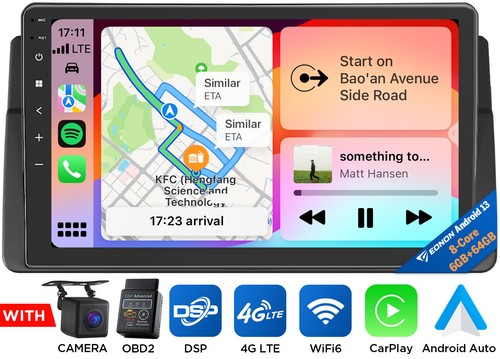 Android 13 6+64GB CarPlay Car Stereo GPS Radio Head Unit DSP Canbus For ...