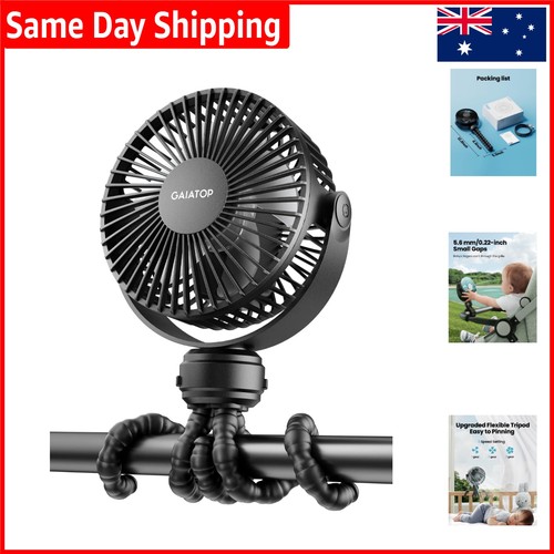 Quiet 3-Speed Mini Fan for Strollers - Battery and USB Operated with ...
