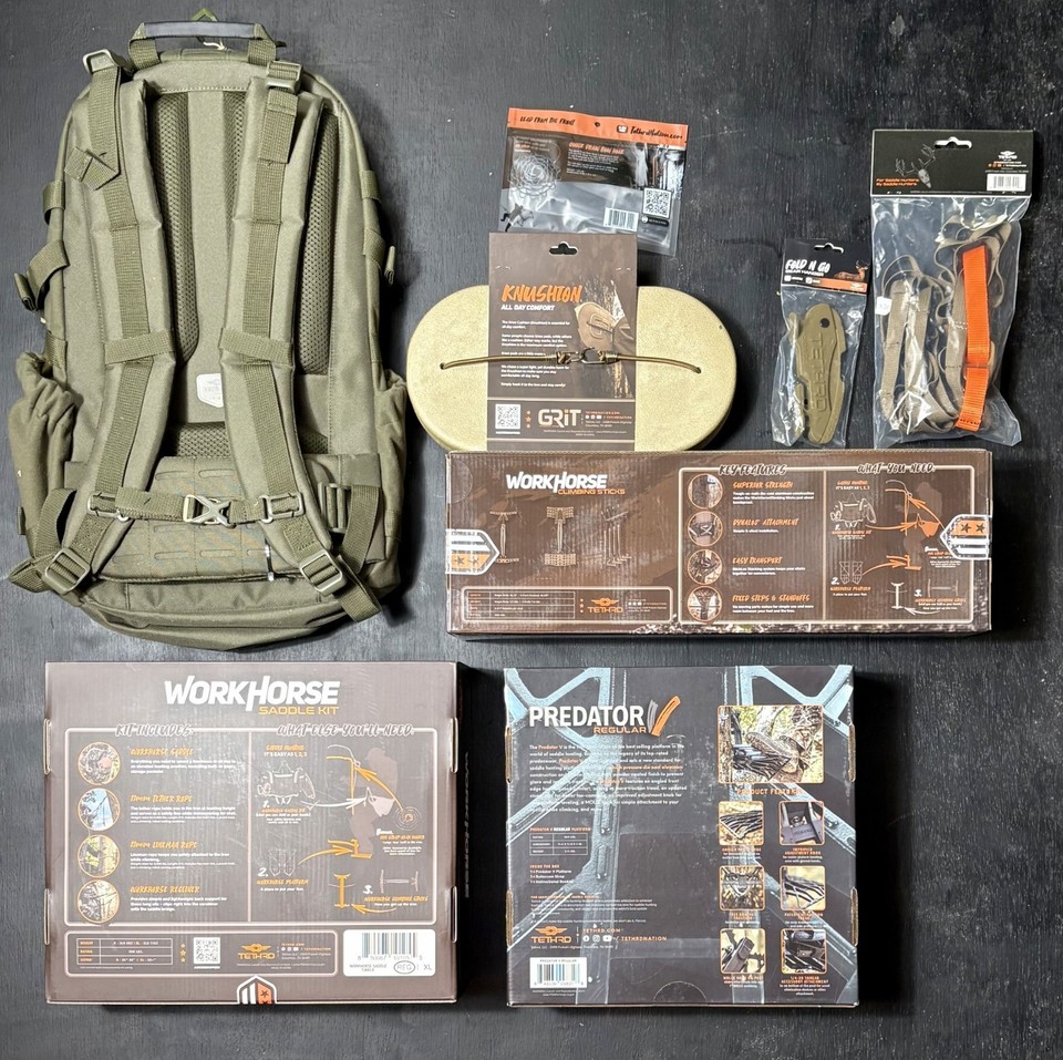 Tethrd Grit Saddle Kit Timber Predator V Platform Backpack Sticks Combo ...