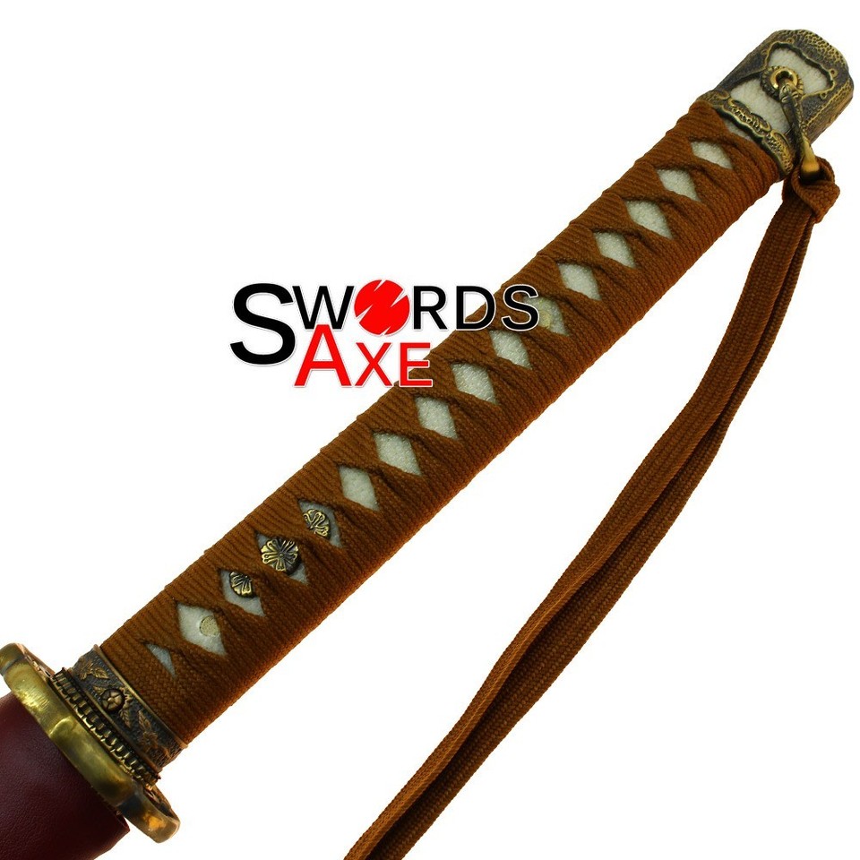 Kawashima Steel™ 1095 HC Functional Katana Sword Leather Wrap Locking ...