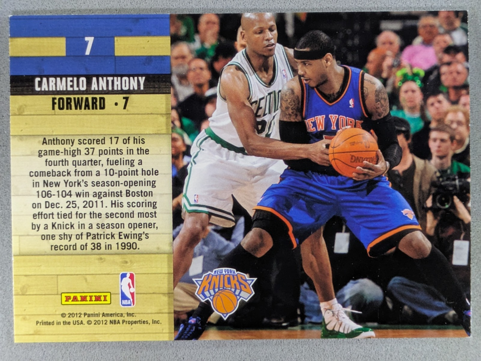 2012-13 Hoops - Courtside #7 Carmelo Anthony Knicks | eBay