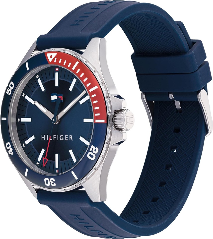 Tommy Hilfiger Men's Logan Stainless Steel Aluminum Navy Dial Silicone ...