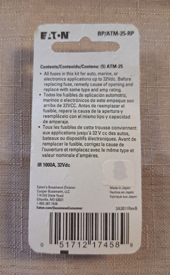 Bussmann 25A Mini Fuses 5PK BP/ATM-25-RP | eBay