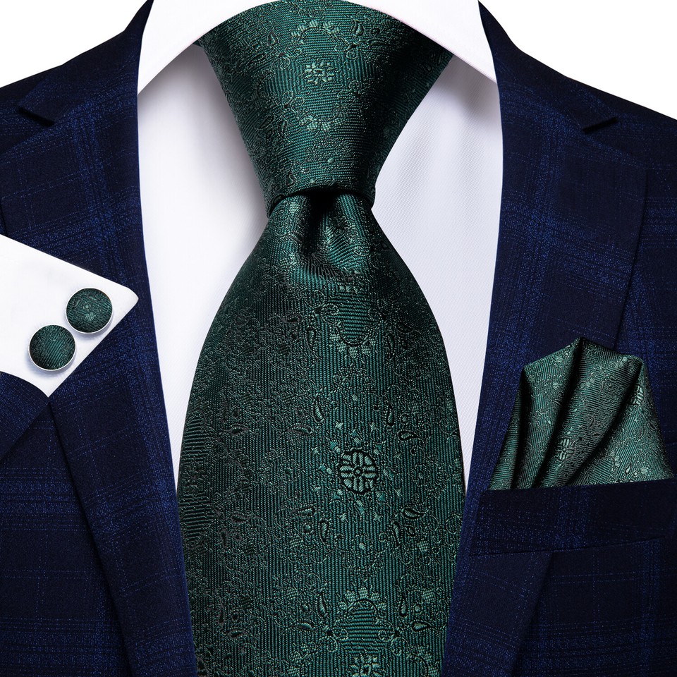 Men's Tie Classic Wedding Necktie and Pocket Square Cufflinks Set ...