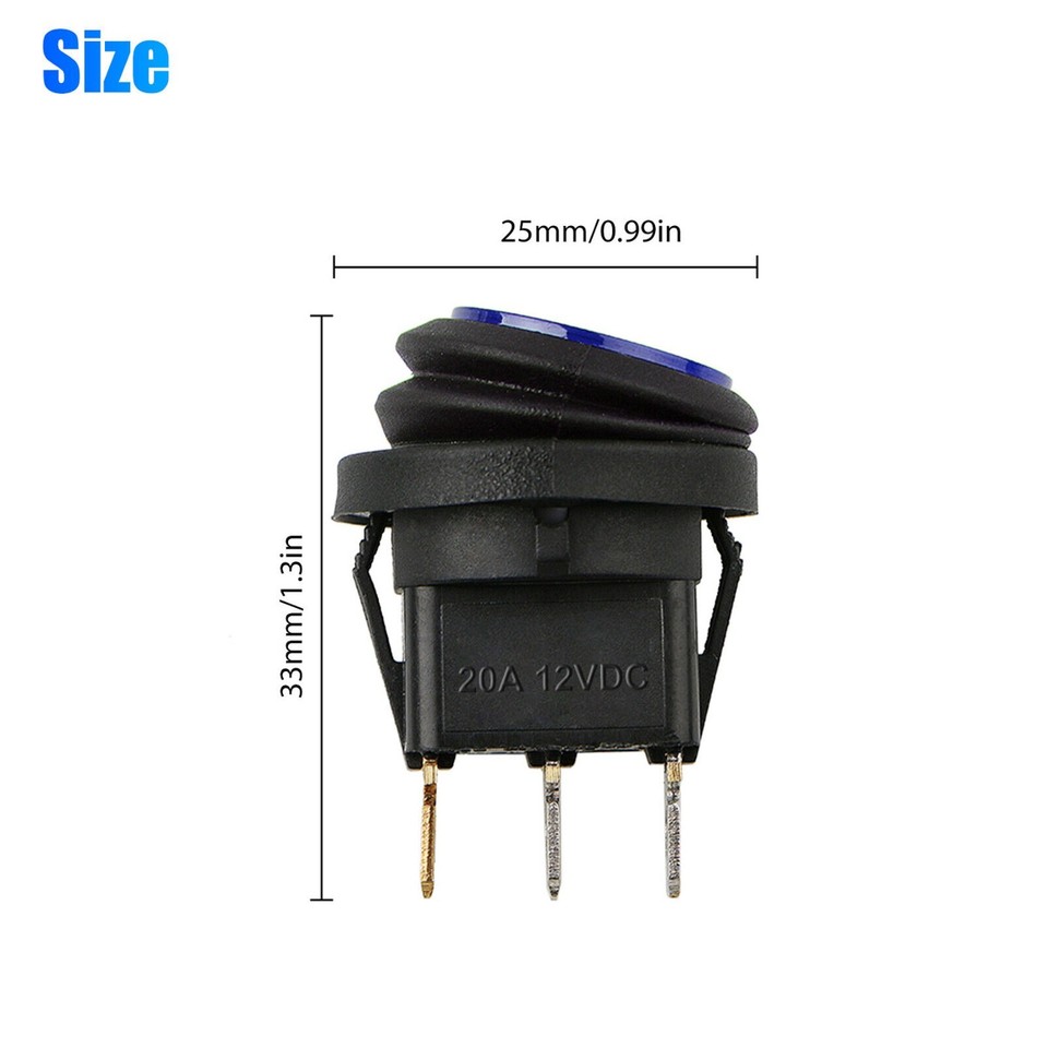 6X M1 Blue LED Light 12V 20A Car Auto Boat Round Rocker WATERPROOF ...