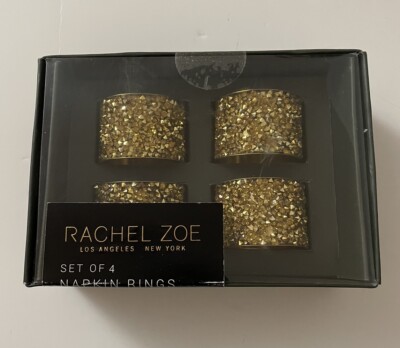 RACHEL ZOE NAPKIN RINGS (4) GLITTERY GOLD NIB | eBay