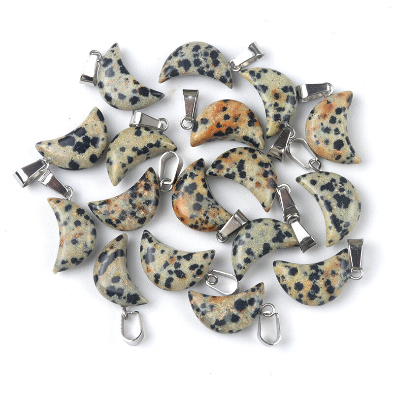 50pcs Natural Spotted Stone Moon Gemstone Stone Pendants DIY Jewelry ...