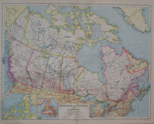 1933 CARTE DU DOMINION DU CANADA TERRE-NEUVE QUÉBEC LABRADOR NOUVEAU ...