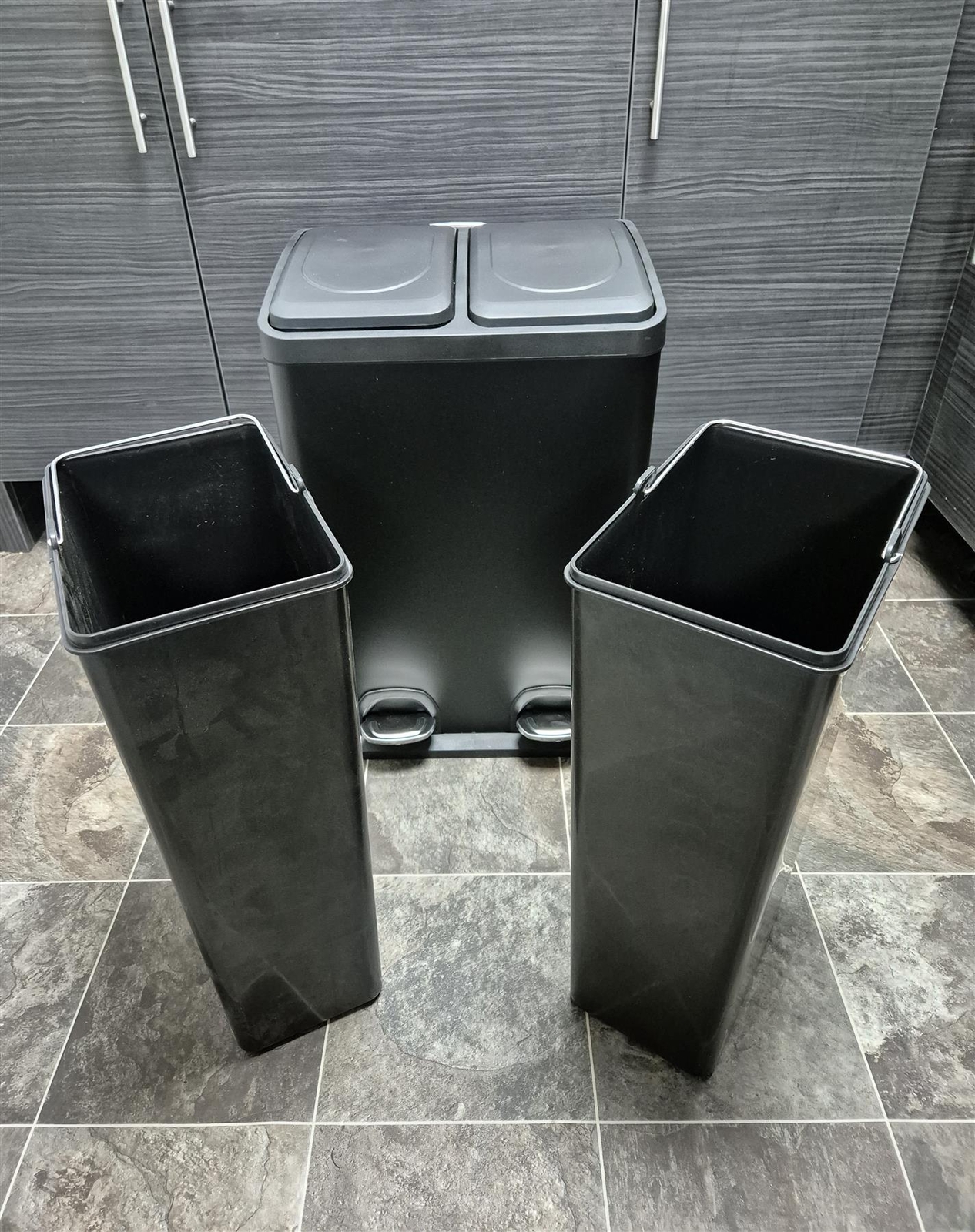 Dihl 40 Litre Dual Recycle Pedal Bin 2x 20L Removable Buckets Easy ...