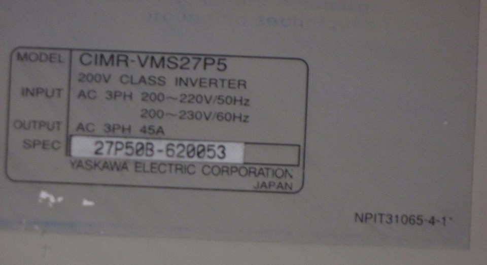 YASKAWA VARISPEED 626VM3 SPINDLE DRIVE CIMR-VMS27P5 | eBay