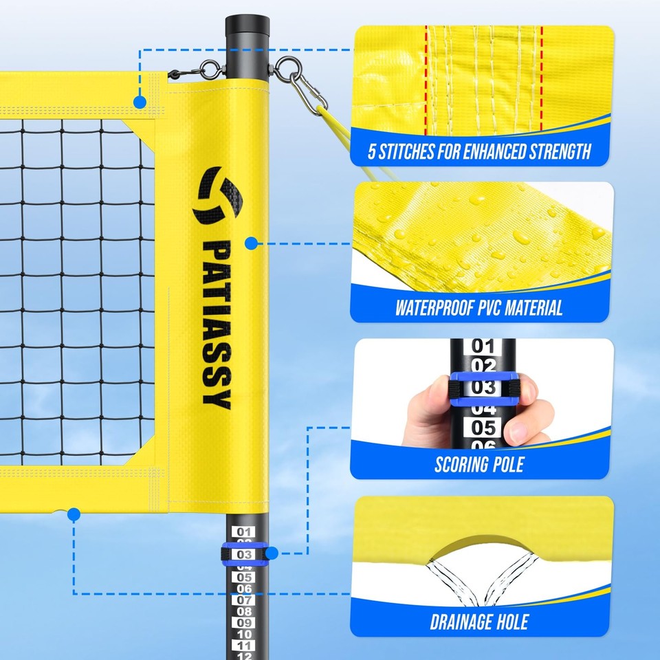 Portable Professional Outdoor Volleyball Net Set with Winch System ...