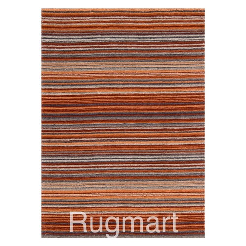 Striped Handmade Rust Multi Colour Modern Hand woven Wool Area Rugs ...
