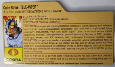2008 Hasbro GI Joe Replacement Filecard-Tele-Viper (v7) | eBay