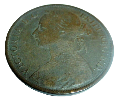 1884 One Penny Queen Victoria D:G:BRITT:REG:F:D Great Britain UK Coin ...