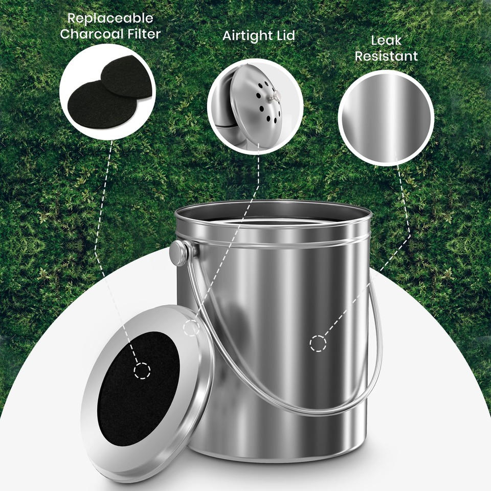 Utopia Kitchen Compost Bin for Kitchen Countertop - 1.3 Gallon Compost ...