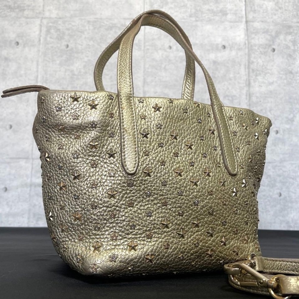 Borsa a 2 vie JIMMY CHOO MINISARA in pelle dorata | eBay