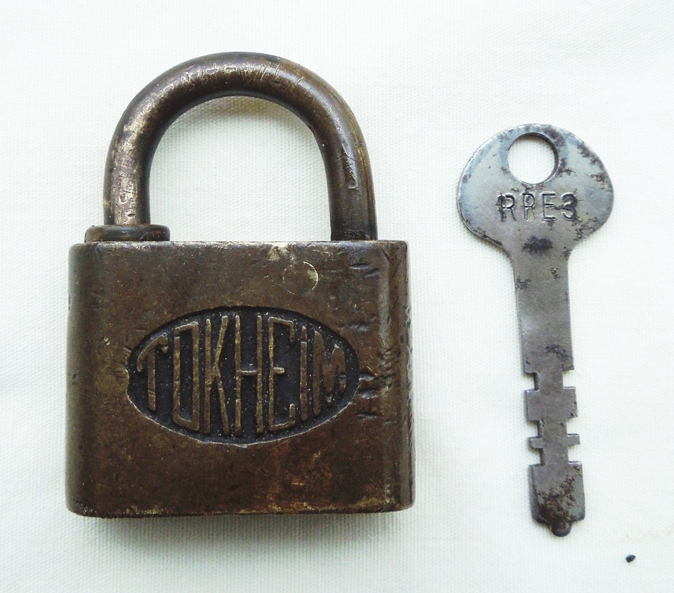 Old Tokheim all brass Gas Pump Lock and Original Key | eBay