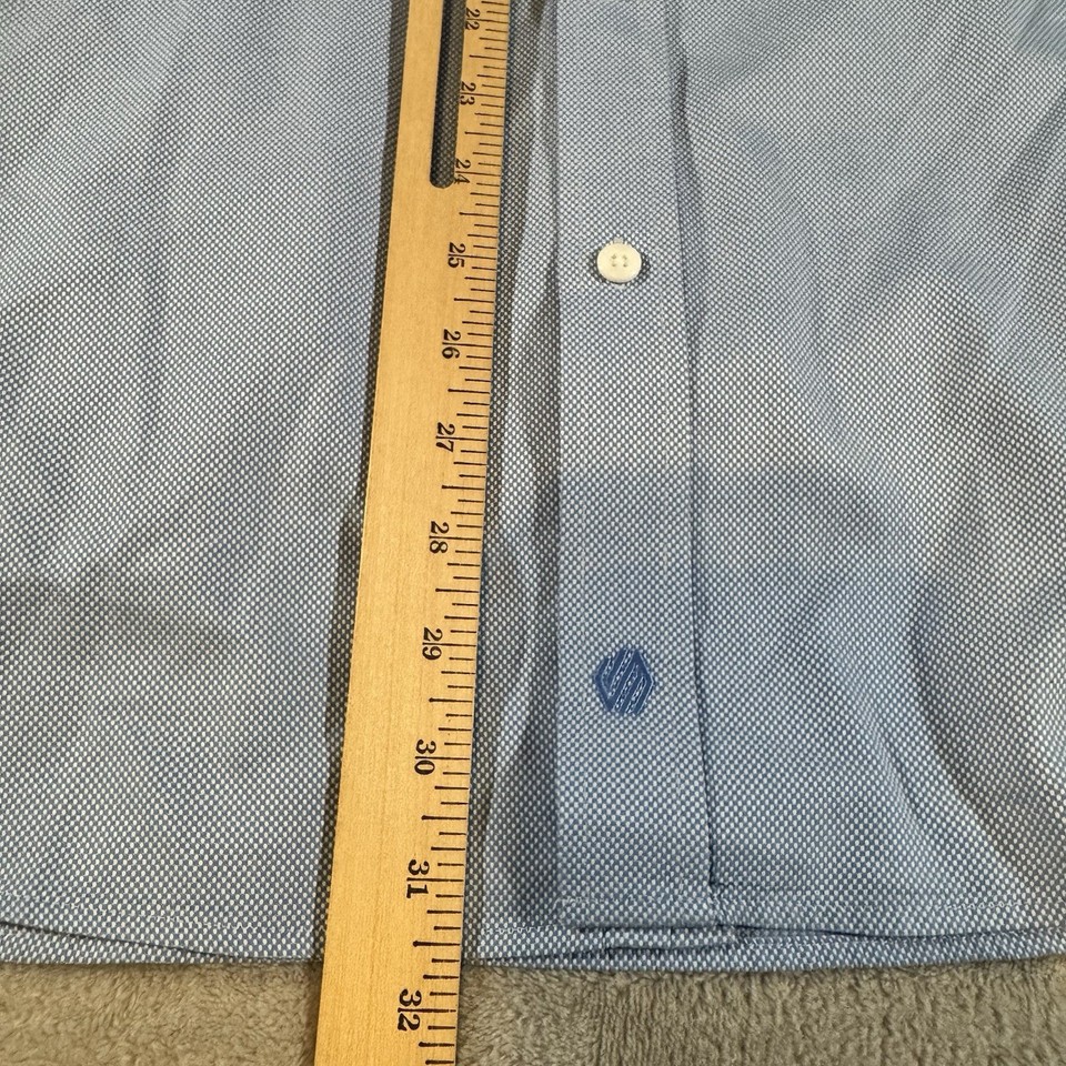 Johnston & Murphy Dress Shirt Men 2XL Blue Flip Cuff Button Down Collar ...