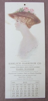 Artist Signed Fred Manning 1909 Calendar Bernice Ehrlich Harrison Co ...