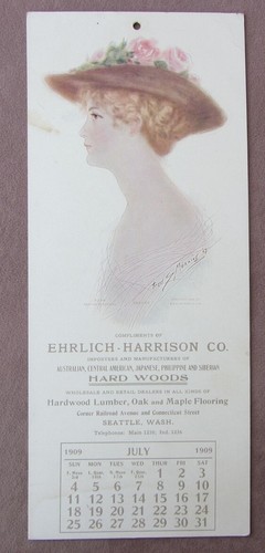 Artist Signed Fred Manning 1909 Calendar Bernice Ehrlich Harrison Co ...