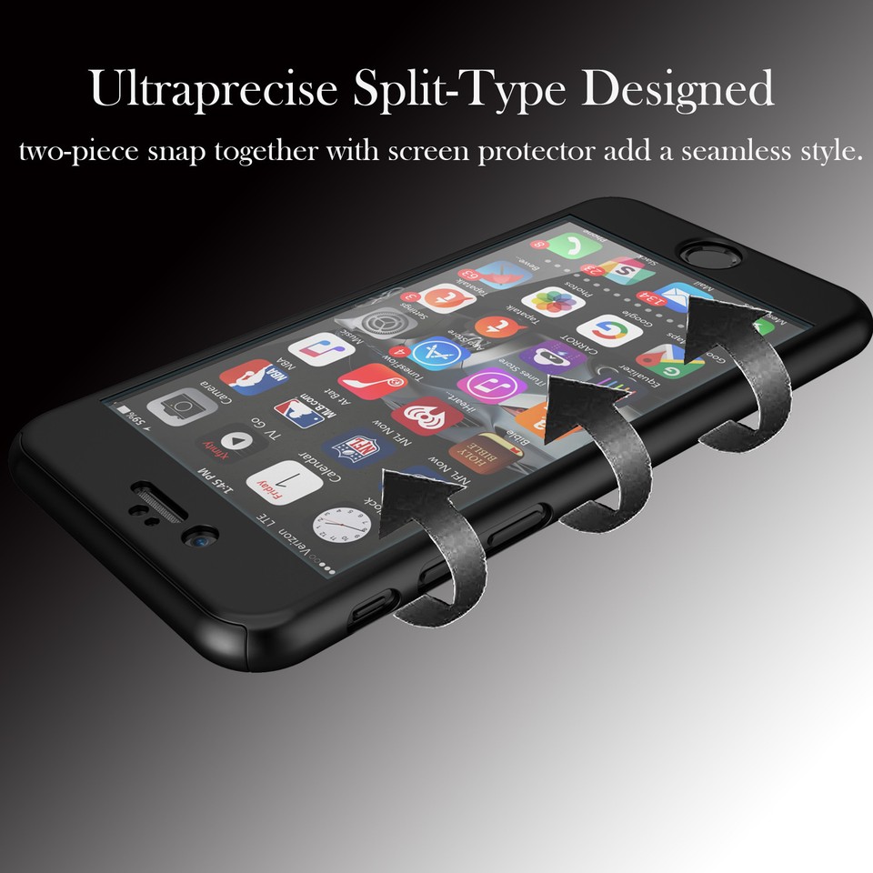 For iPhone SE 2020,11,Pro,Xs Max,Xr,6,6S,7,8 Plus 360??Case w/ Screen ...