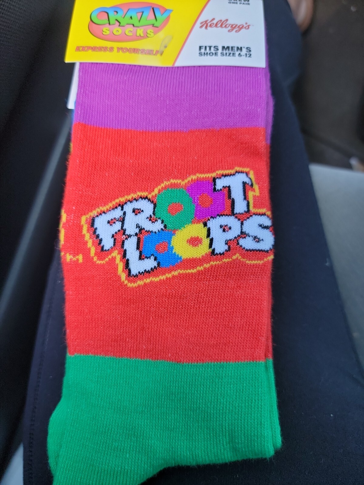 Crazy Socks Froot Loops Cereal Crew Socks Men’s Size 6-12 Unisex Fun ...