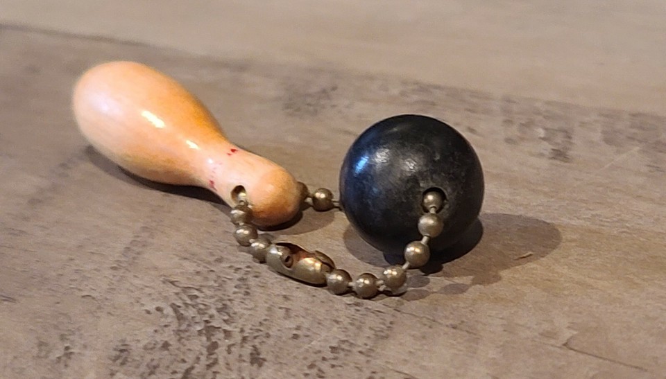 Vintage Wooden Bowling Ball and Pin Keychain | eBay