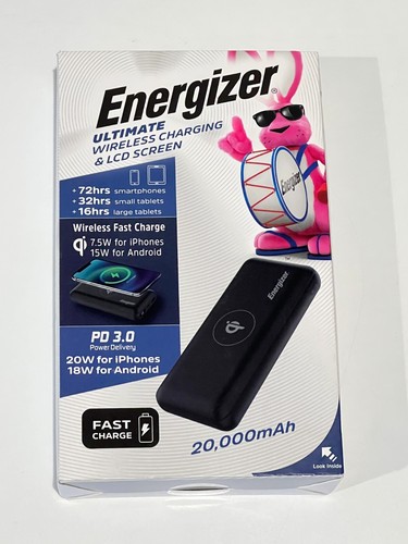 Energizer 20,000 mAh Ultimate Wireless PD Portable Charger & LCD Screen ...