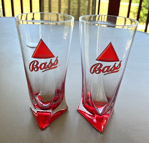 Bass Ale Red Triangle Bottom Signature Beer Glasses, Set of 2 | eBay