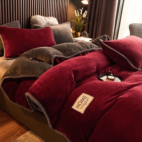 Winter Warm Velvet Duvet Cover Luxury Double Bed BeddingSet ...