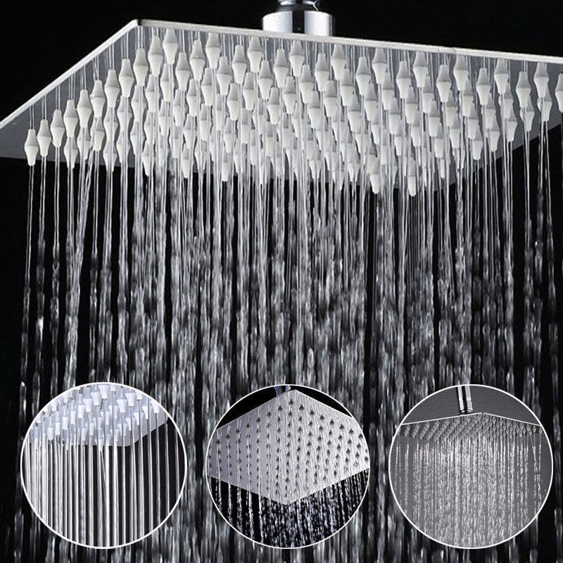 Luxury 12 Inch Large Square Stainless Steel Shower Head Rainfall ...