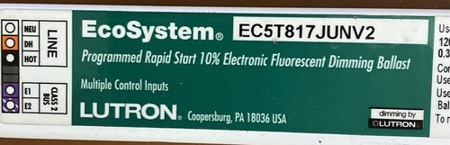 LUTRON EC5T817JUNV2 ECOSYSTEM ELECTRONIC FLUORESCENT DIMMING BALLAST | eBay