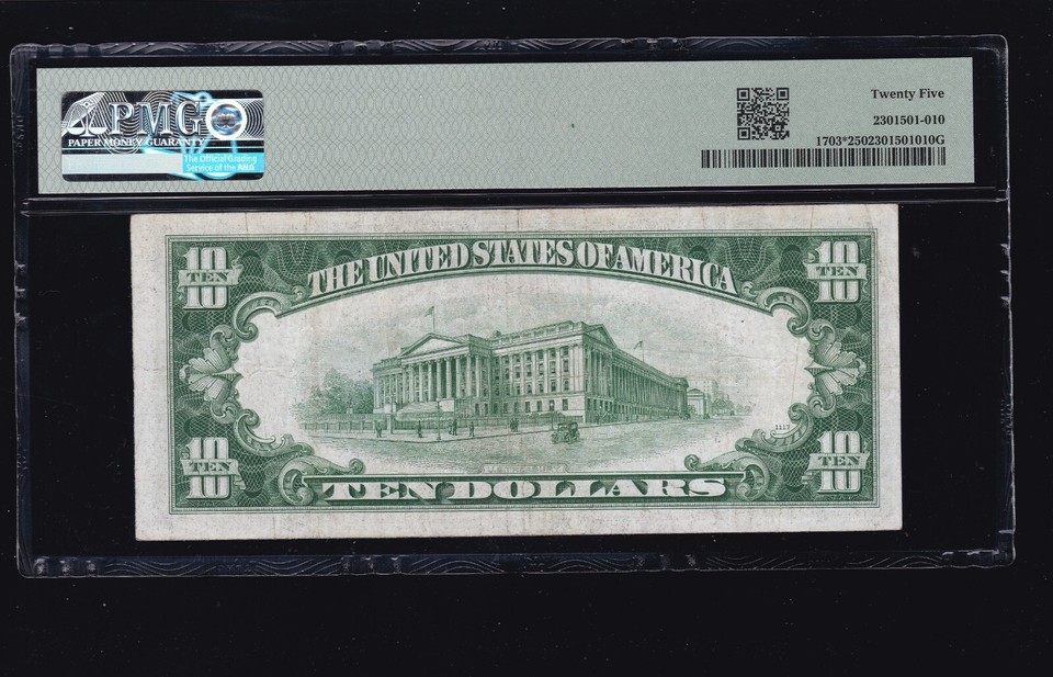 US 1934B $10 Silver Certificate STAR NOTE* FR 1703* PMG 25 VF (140*) | eBay