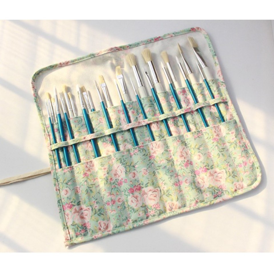 Cloth Paintbrush Wrap 20 Slots Roll Up Pencil Case Organizer For Kids ...