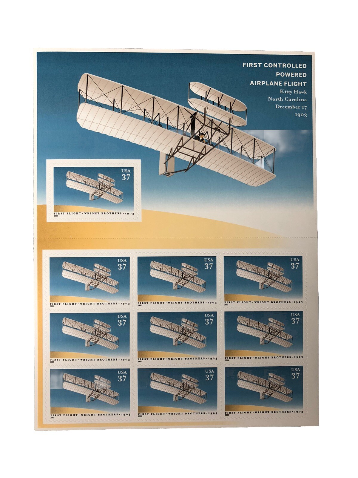FIRST FLIGHT (Wright Bros) Sheet of 10 Stamps - MNH | eBay