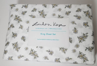 London Kaye KING Size Sheet Set 4pc Flowers Spring Time Fun Floral NEW ...