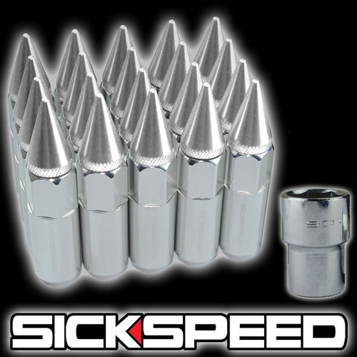 SICKSPEED 20 PC POLISHED SPIKED ALUMINUM 60MM LOCKING LUG NUTS WHEEL ...