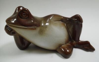 Rare Signed ROBERT MAXWELL Glazed Stoneware RECLINING FROG MCM Pottery ...